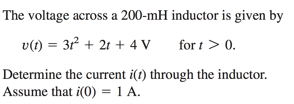 Solved The voltage across a 200-mH inductor is given byThe | Chegg.com