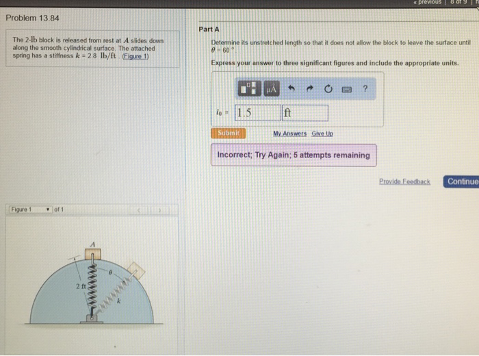 Solved The 2-lb block is released from rest at A slides down | Chegg.com
