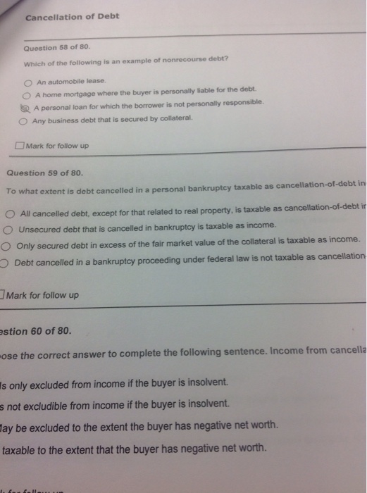 Solved To what extent is debt cancelled in a personal | Chegg.com
