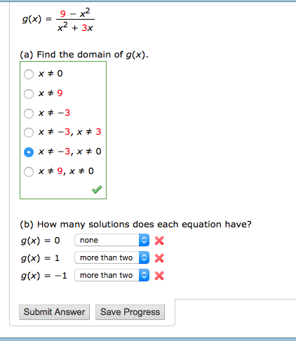 Solved G(x) = 9 - x^2/x^2 + 3x Find the domain of g(x). x | Chegg.com