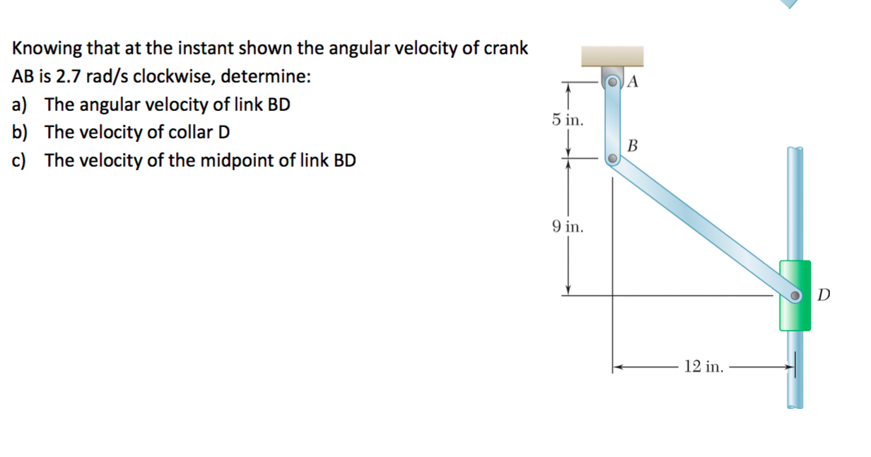 Solved Knowing that at the instant shown the angular | Chegg.com