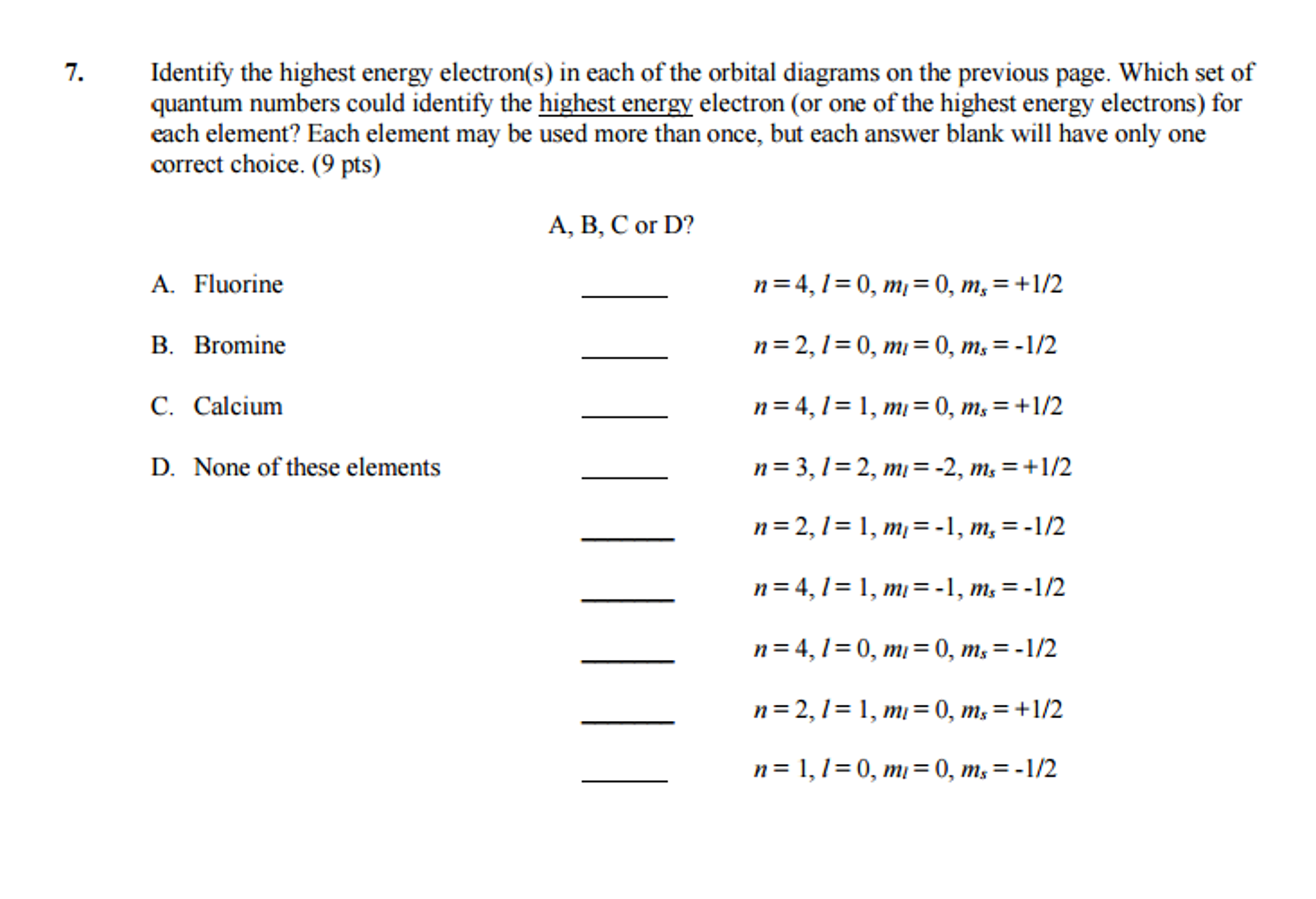 Solved Identify the highest energy electron(s) in each of | Chegg.com