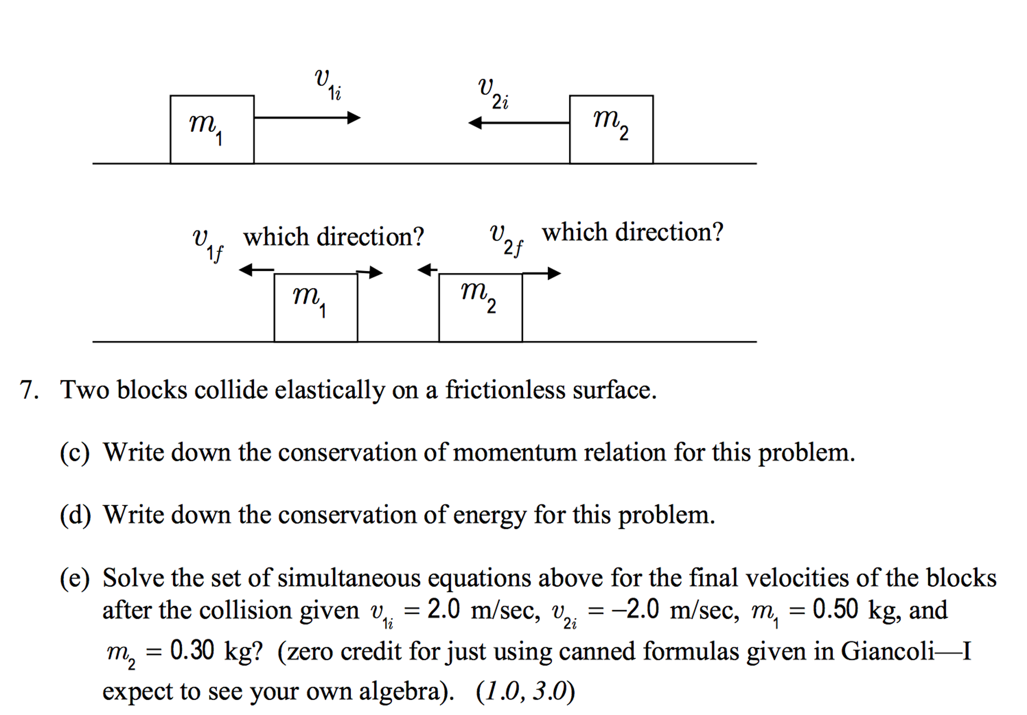 Solved Two blocks collide elastically on a frictionless | Chegg.com