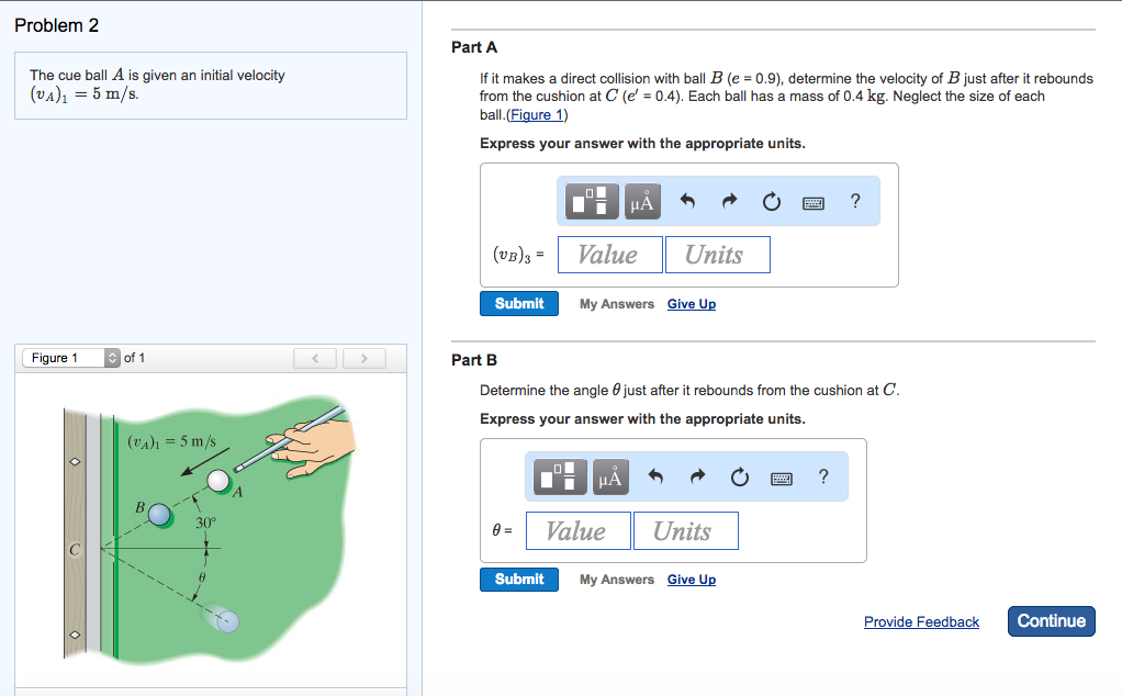 Solved The cue ball A is given an initial velocity | Chegg.com