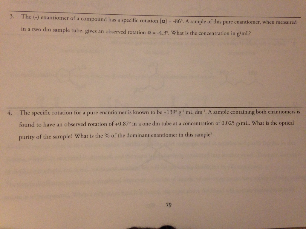 Solved The (-) enantiomer of a compound has a specific | Chegg.com