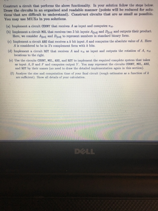 Construct a circuit that performs the above | Chegg.com