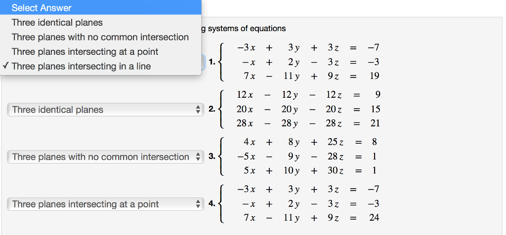 Solved Select Answer Three identical planes Three planes | Chegg.com