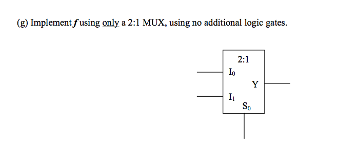 Solved Implement f using only a 2:1 MUX, using no additional | Chegg.com