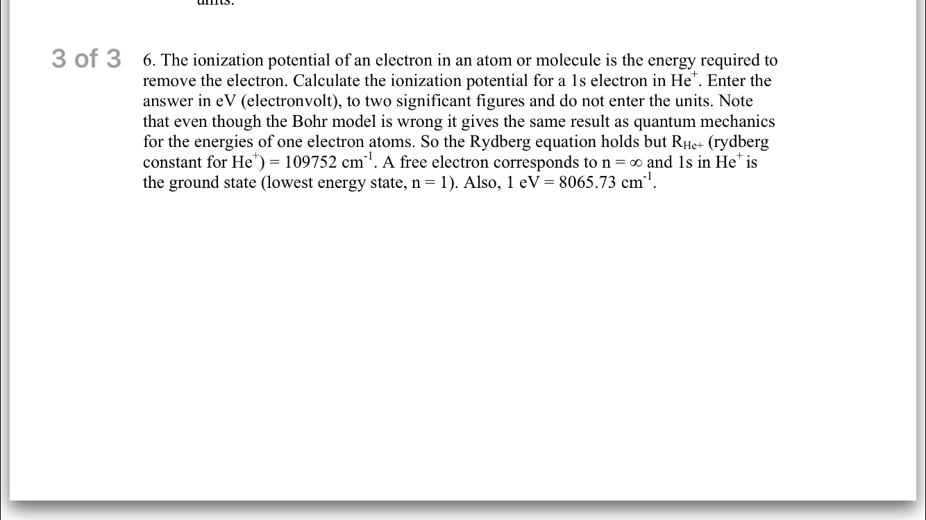 Solved The ionization potential of an electron in an atom or | Chegg.com