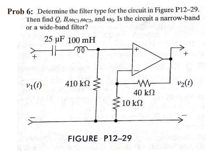 Solved Determine the filter type for the circuit in Figure | Chegg.com