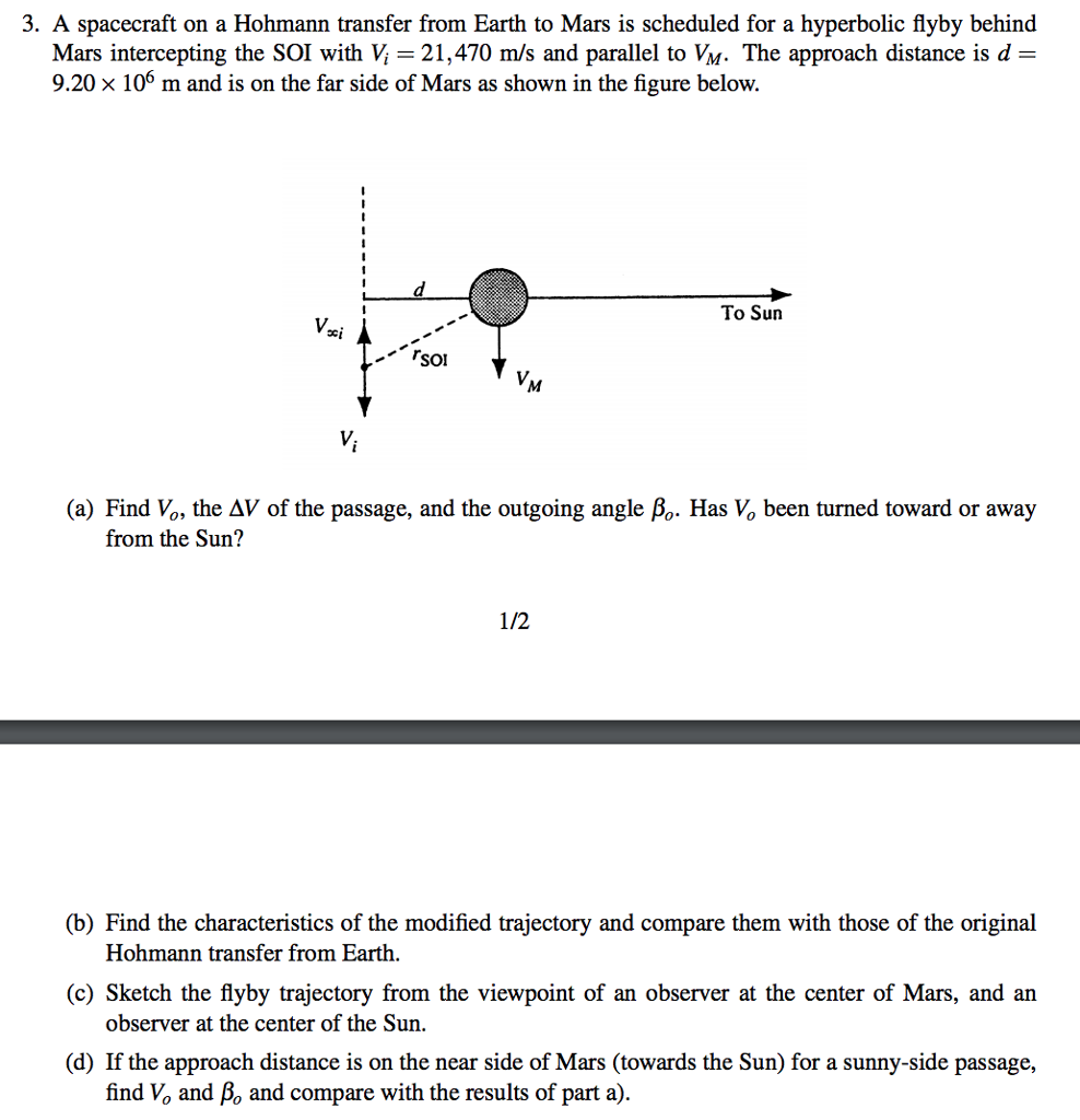 3. A spacecraft on a Hohmann transfer from Earth to | Chegg.com