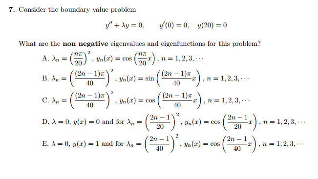 Solved Consider the boundary value problem y" + lambda y = | Chegg.com