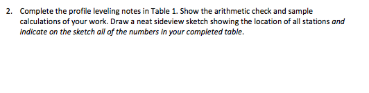 Solved 2. Complete the profile leveling notes in Table 1. | Chegg.com