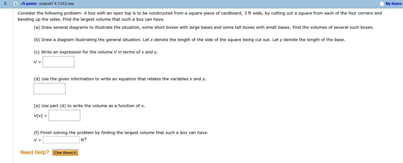 Solved Consider the following problem: A box with an open | Chegg.com