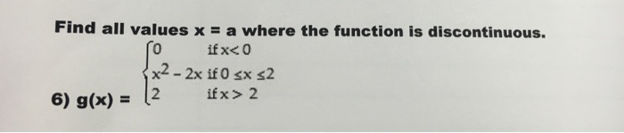 Solved Find all values x = a where the function is | Chegg.com