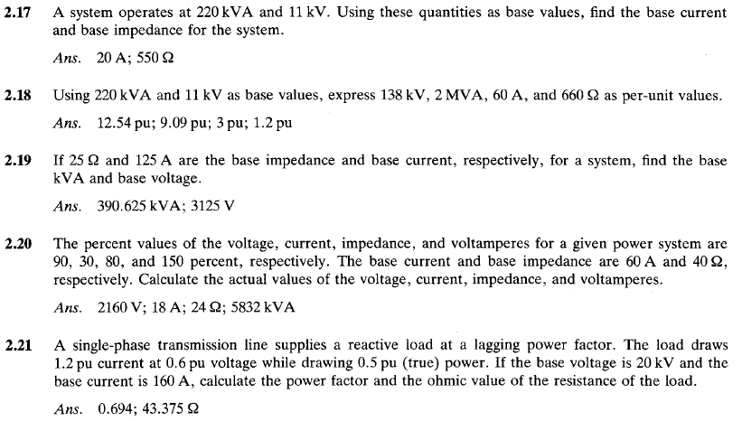 Solved A system operates at 220 kVA and 11 kV. Using these | Chegg.com