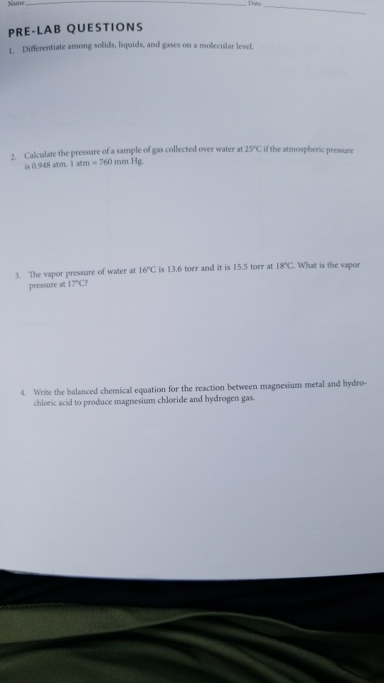 Solved Name Date PRE-LAB QUESTIONS Differentiate among | Chegg.com