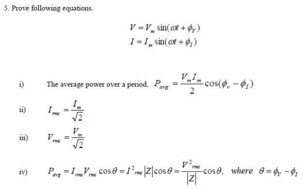 Solved 5. Prove following equations The average power over a | Chegg.com