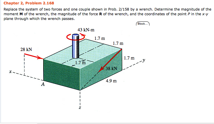 Solved Replace the system of two forces and one couple shown | Chegg.com