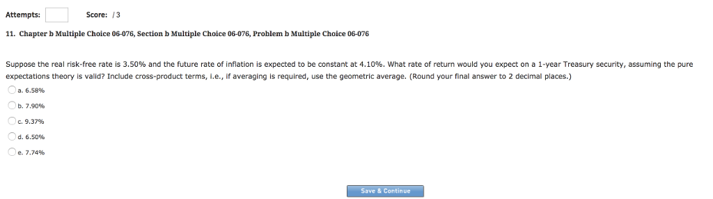Solved Suppose the real risk-free rate is 3.50% and the | Chegg.com