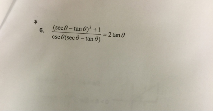 Solved Solve plz (sec theta-tan theta)^2/csc theta(sec | Chegg.com