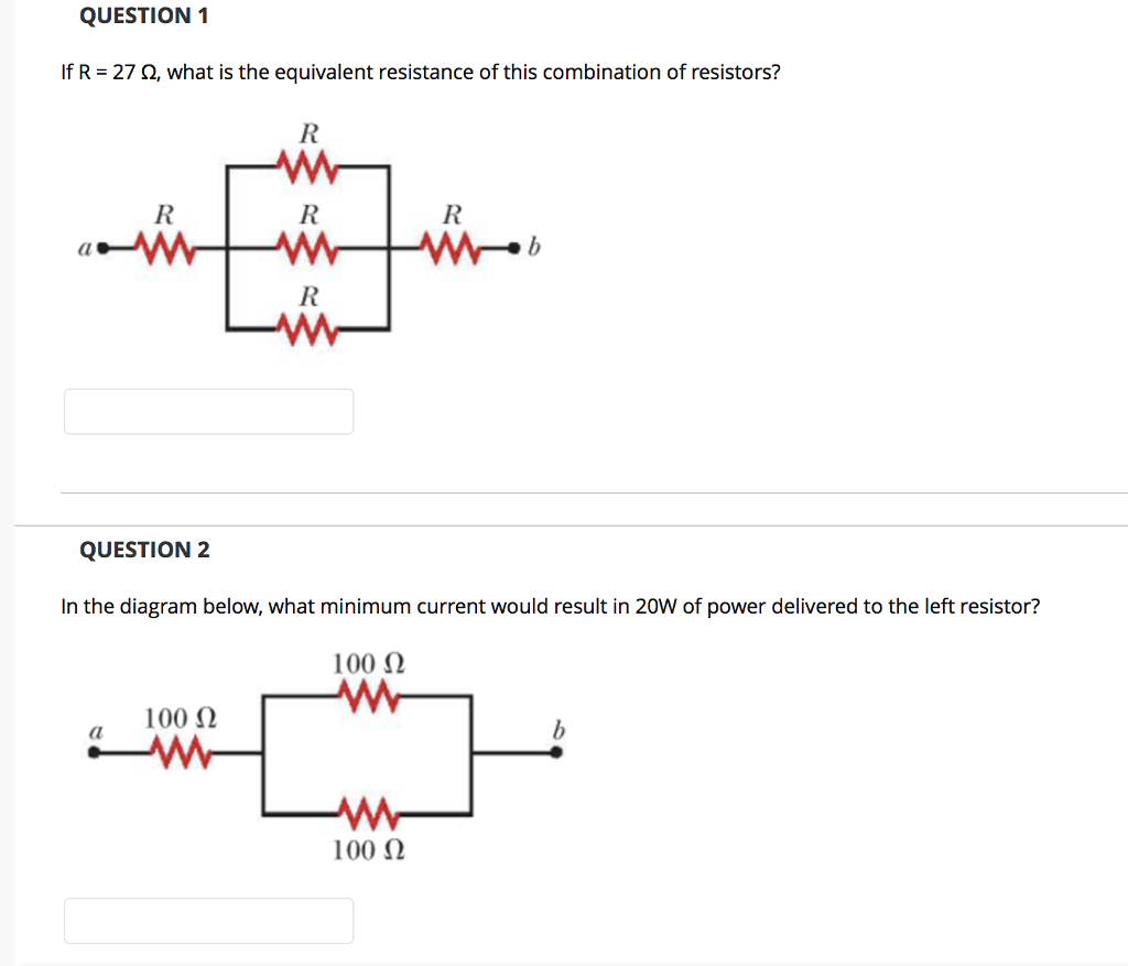 Solved QUESTION 1 If R = 27 Ω, what is the equivalent | Chegg.com