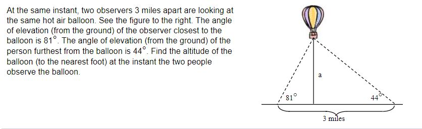 Solved At the same instant, two observers 3 miles apart | Chegg.com