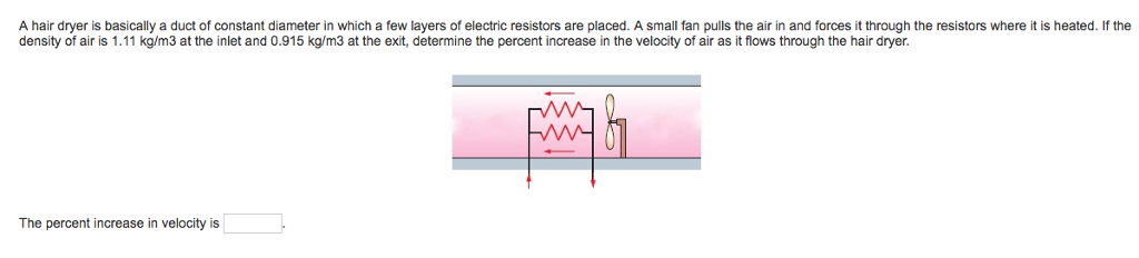 Solved A hair dryer is basically a duct of constant diameter | Chegg.com
