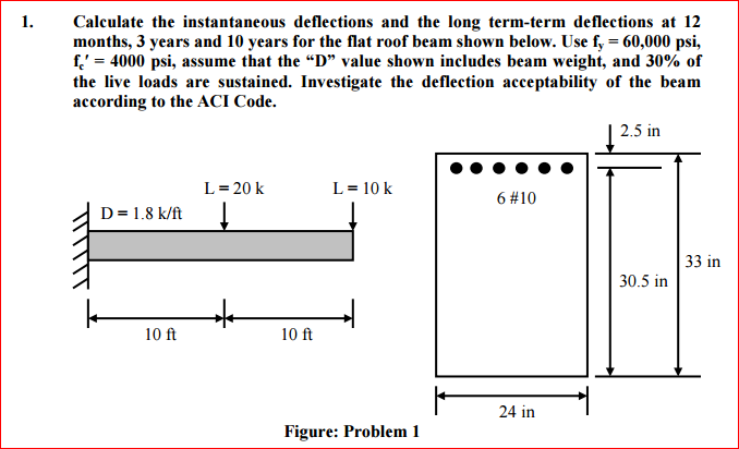 Solved Calculate the instantaneous deflections and the long | Chegg.com Solved Calculate the instantaneous deflections and the long | Chegg.com