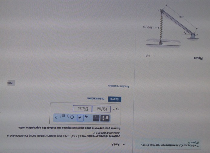 Solved The 54-kg rod OA is released from rest when ?=0° | Chegg.com
