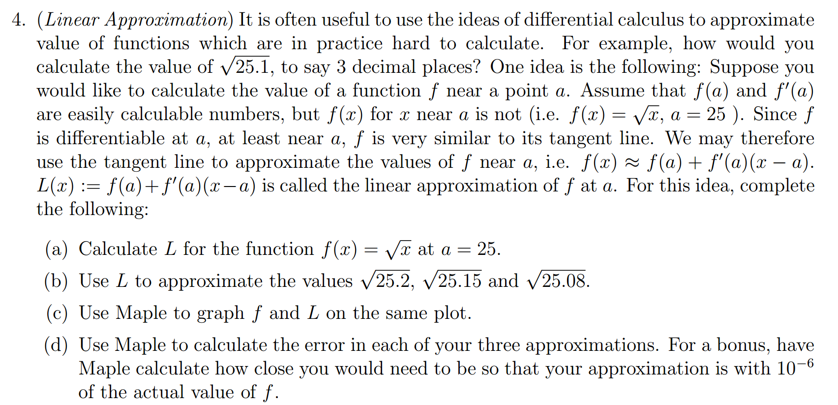 Solved It is often useful to use the ideas of differential | Chegg.com