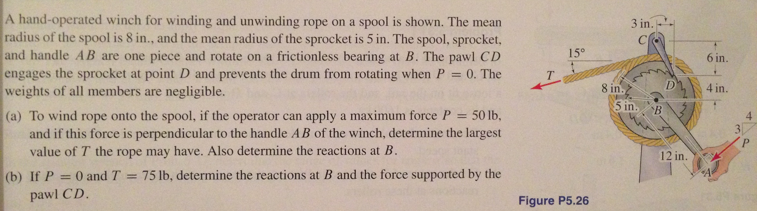 Solved A hand operated winch for winding and unwinding rope | Chegg.com