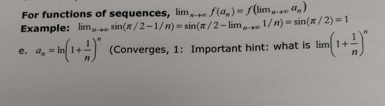Solved For functions of sequences, limn→ of(an)=f(lim,-*oan) | Chegg.com