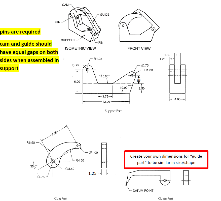 CAM GUIDE PIN ins are required SUPPORT PIN cam and | Chegg.com