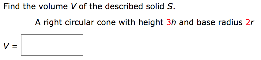 Solved Find the volume V of the described solid S. A right | Chegg.com