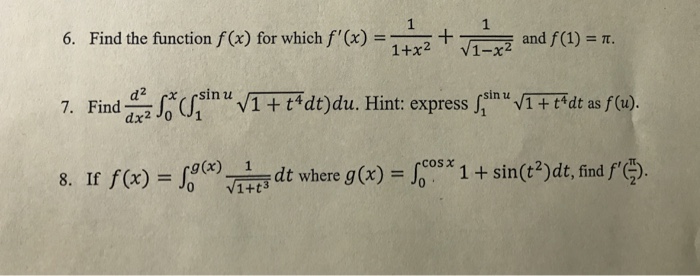 Solved Find the function f(x) for which f'(x) = 1/1 + x^2 + | Chegg.com