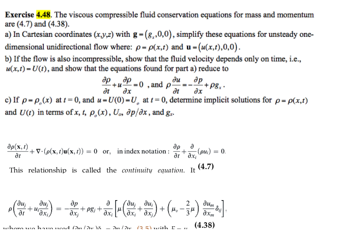 Solved The viscous compressible fluid conservation equations | Chegg.com