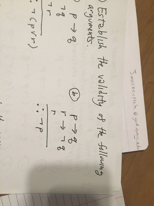 Solved establish the validity of the following | Chegg.com