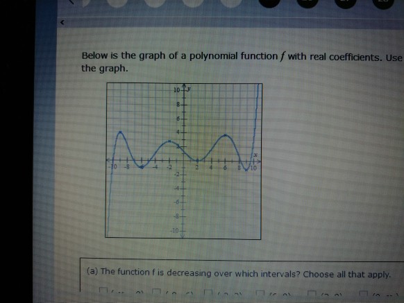 Solved Below is the graph of a polynomial function f with | Chegg.com