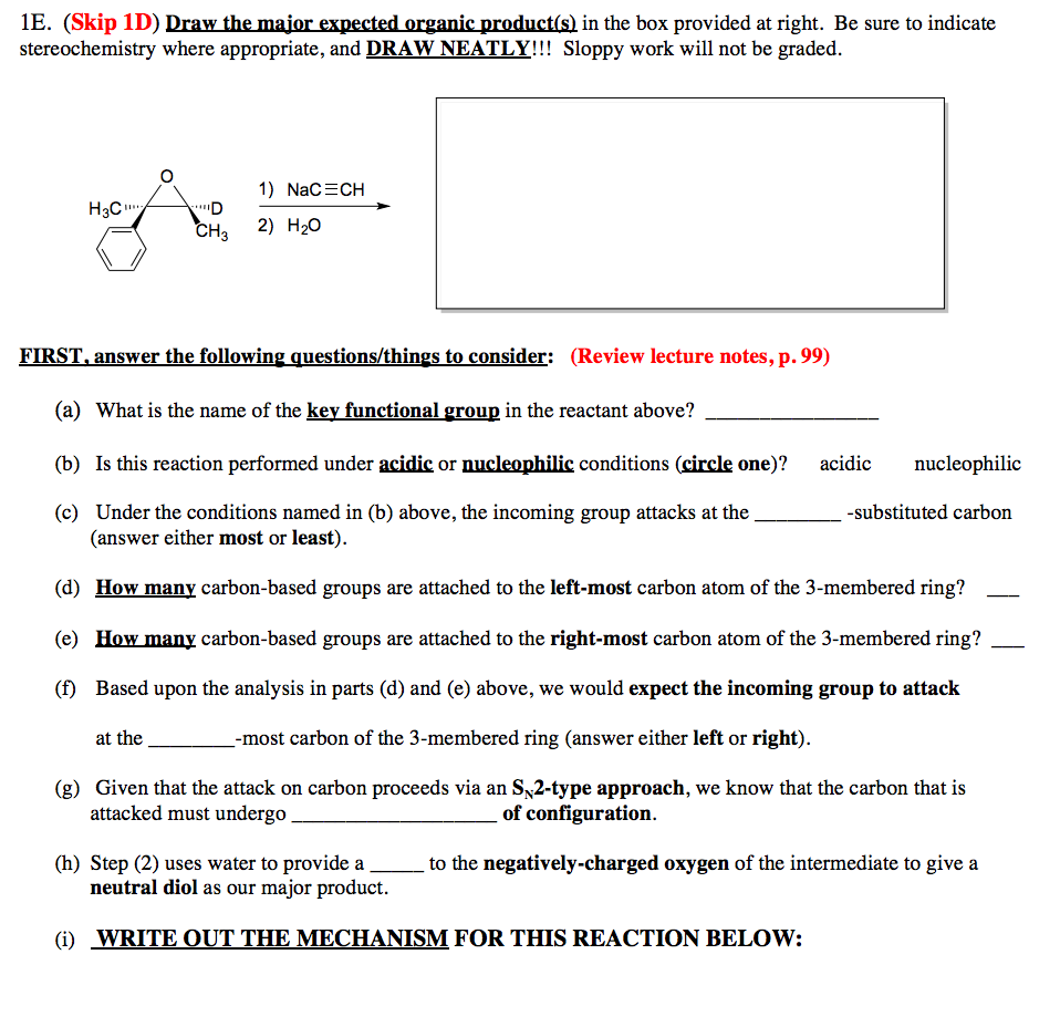 Solved Draw the major expected organic produces) in the box | Chegg.com