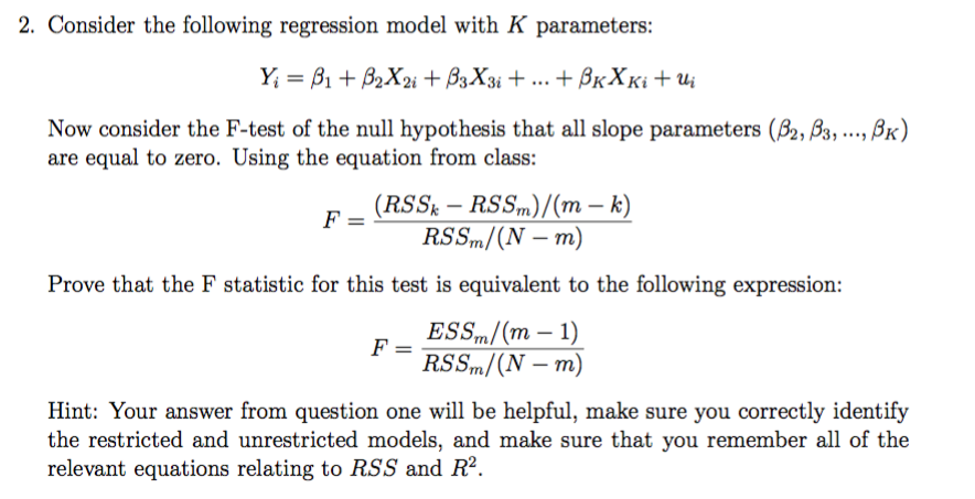 Solved 2. Consider the following regression model with K | Chegg.com Solved 2. Consider the following regression model with K | Chegg.com