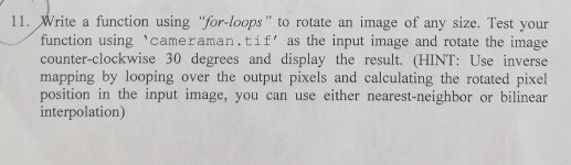 Solved function using 'cameraman.tif' as the input image and | Chegg.com