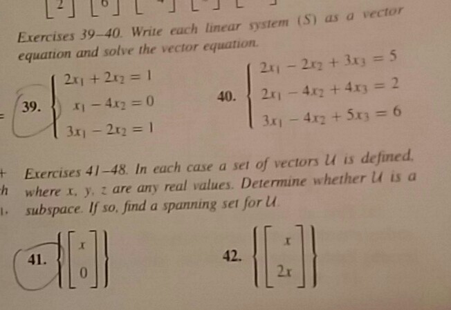 Solved Write each linear system (s) as a vector equation and | Chegg.com