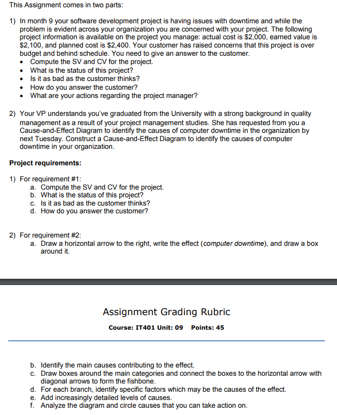 Solved This Assignment comes in two parts 1) In month 9 your | Chegg.com