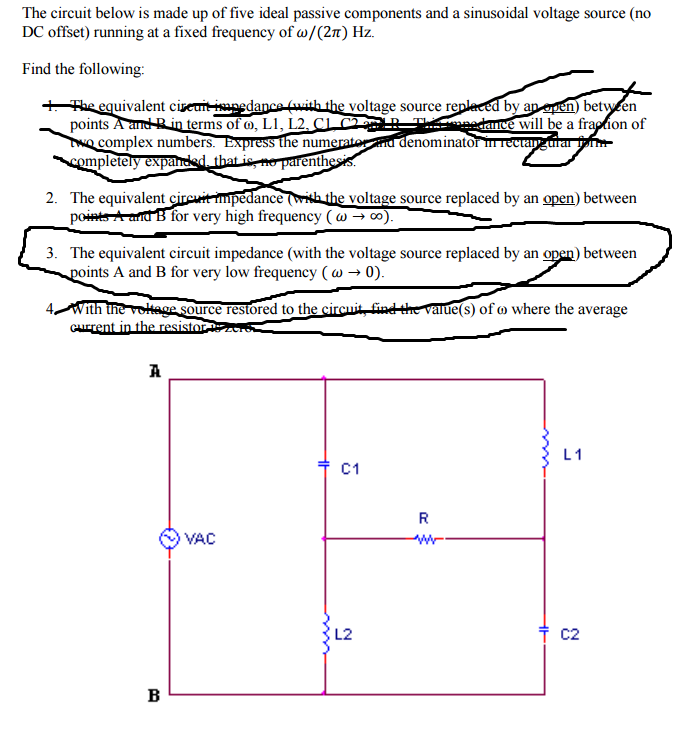 Solved The circuit below is made up of five ideal passive | Chegg.com