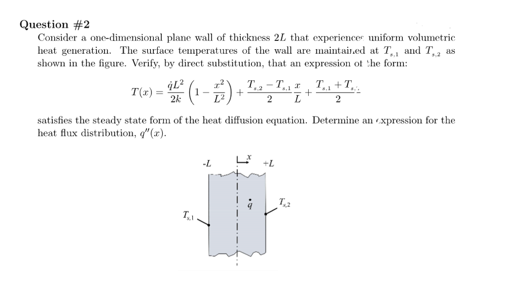 Solved Question #2 Consider a one-dimensional plane wall of | Chegg.com