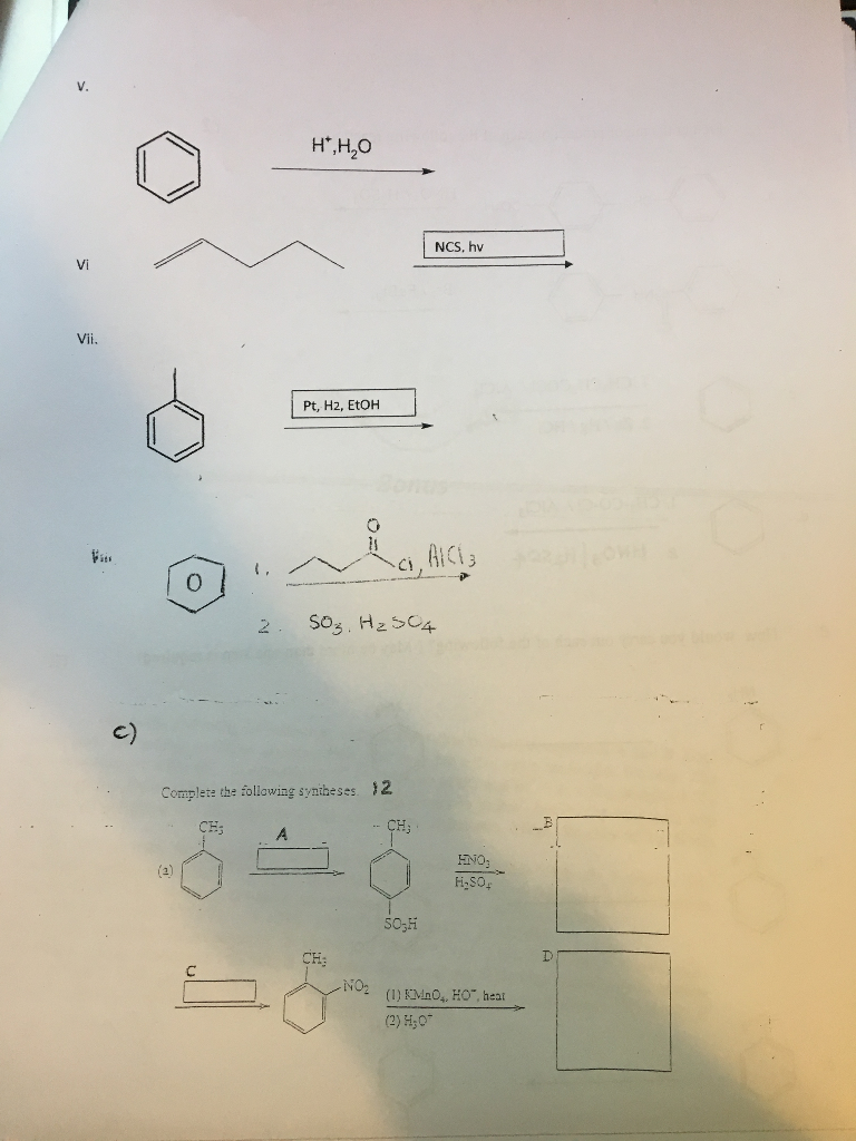 Solved V. H'.H2O NCS, hv Vi Vii. Pt, H2, EtOH its c) | Chegg.com