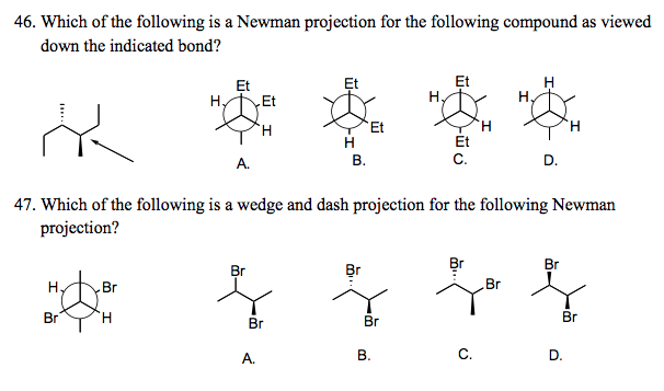 Solved 46. Which of the following is a Newman projection for | Chegg.com