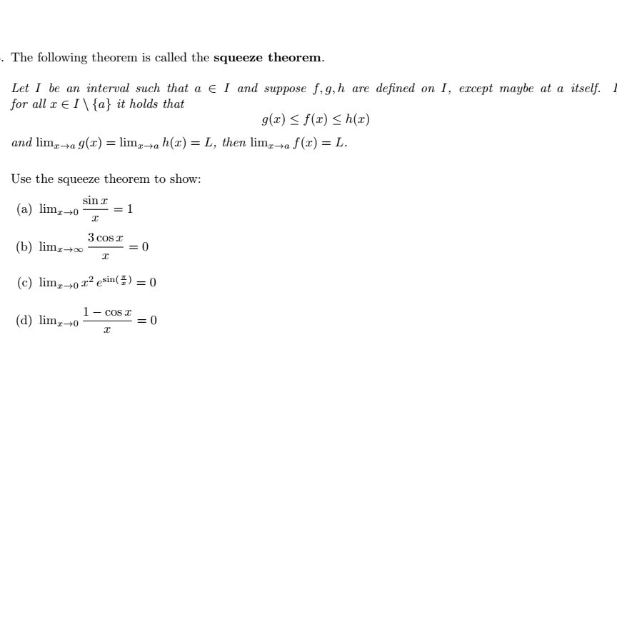 Solved The following theorem is called the squeeze theorem | Chegg.com