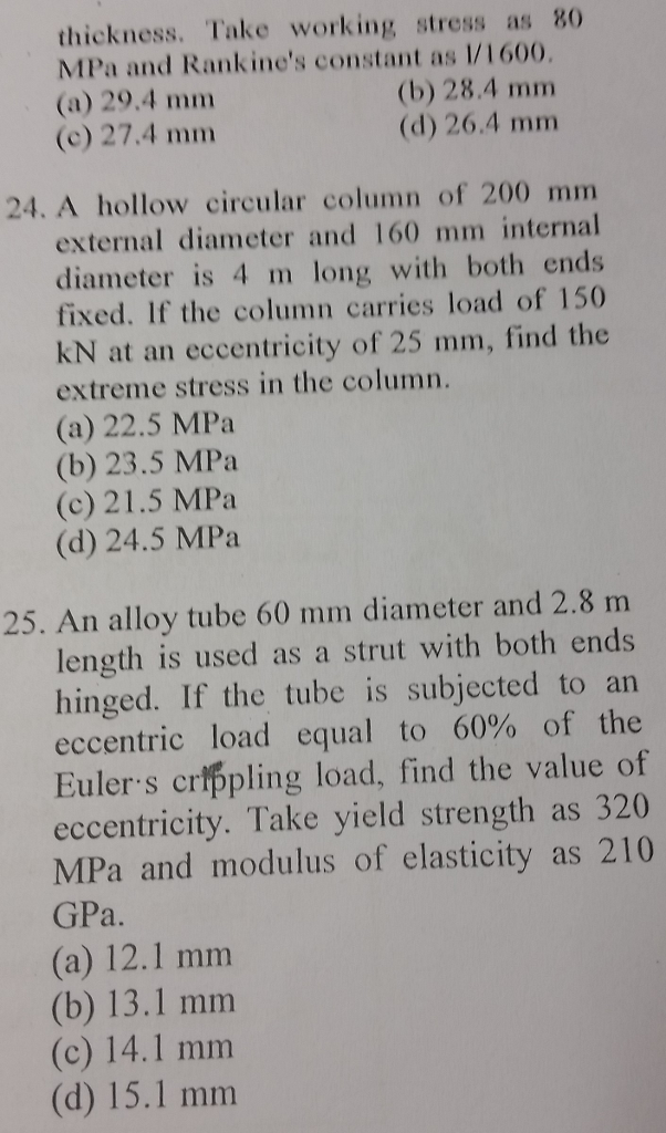 Solved A hollow circular column of 200 mm external diameter | Chegg.com